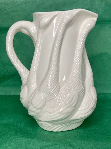 Goose Geese Pitcher Medium 6.5” White Stoneware Ironstone Style Rare ...