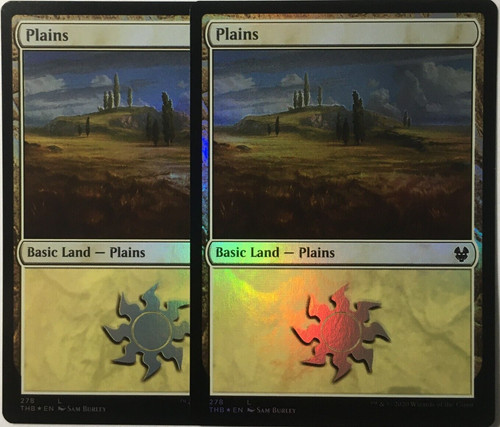 MTG 2X PLAINS #278 THEROS BEYOND DEATH FOIL LAND NEAR MINT | eBay