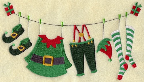 ELF CLOTHESLINE TOOO CUTE SET OF 2 BATH HAND TOWELS EMBROIDERED by ...