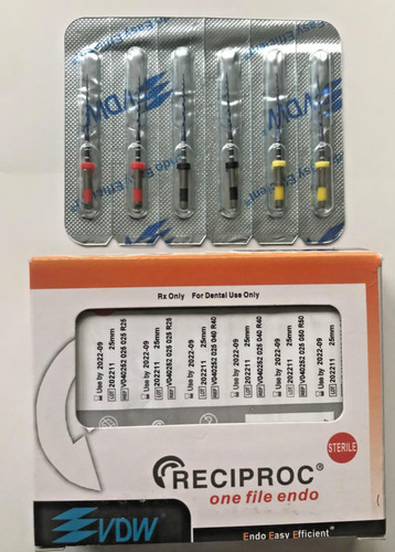 VDW RECIPROC BLUE NiTi Root Canal Files 25mm Asst 1 Pkg of 6 | eBay