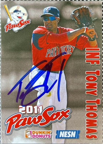 2011 Dunkin Donuts Pawtucket Red Sox Tony Thomas Rookie AUTO SIGNED COA ...