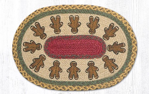 Gingerbread Man 13"x19" Oval Placemat Earth Rugs, Christmas Winter ...