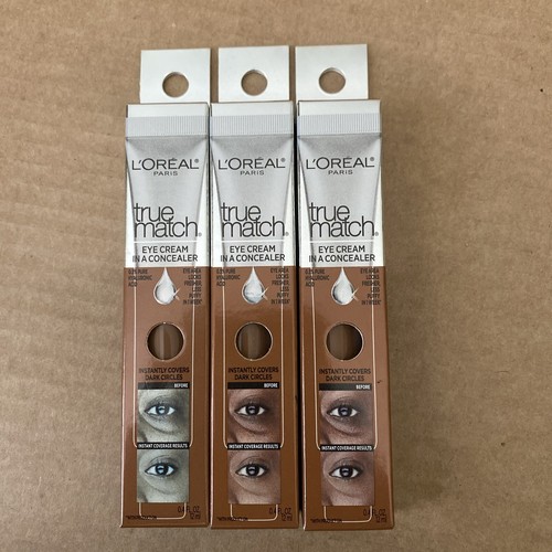 x3 L'OREAL - TRUE MATCH EYE CREAM IN A CONCEALER N7-8 Dark Fonce .4oz ...