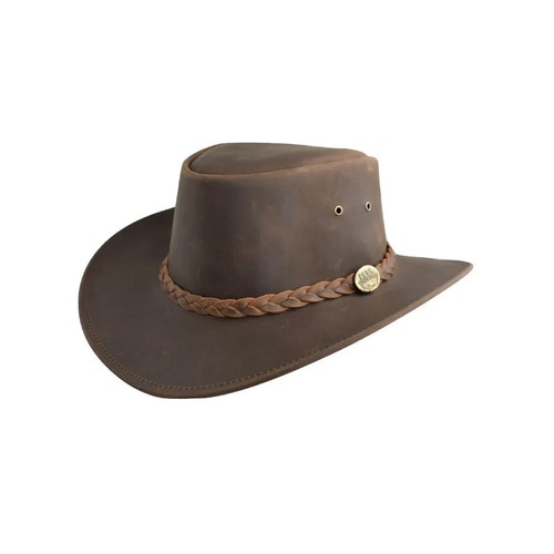 Mens Distressed Leather Western Outback Australian Hat Bush hat Brown ...