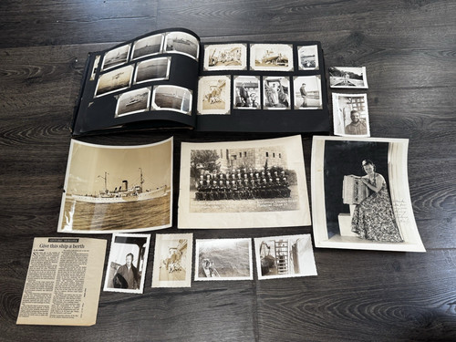 1938 US Navy Radioman PHOTO ALBUM w/ Sailors Ships Guns WWII Era Naval ...