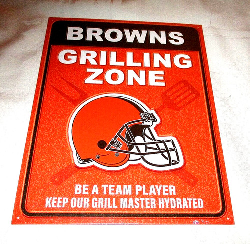 CLEVELAND BROWNS GRILLING ZONE Poster-Style Distressed Metal Sign #3 ...