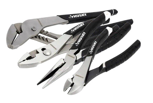 Husky Pliers Set Diagonal, Nose, Standard & Groove Joint Pliers - 4 ...