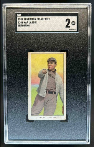 1909-11 T206 Sovereign Nap Lajoie Throwing Rookie RC #NL SGC 2 HOF Naps ...