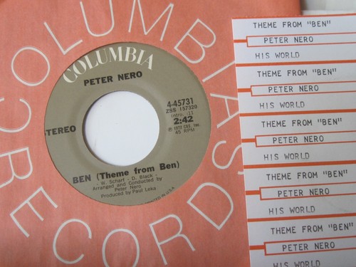 PETER NERO * 45 * Ben Theme From "Ben" * 1970's * VG++ VINYL ORIGINAL ...