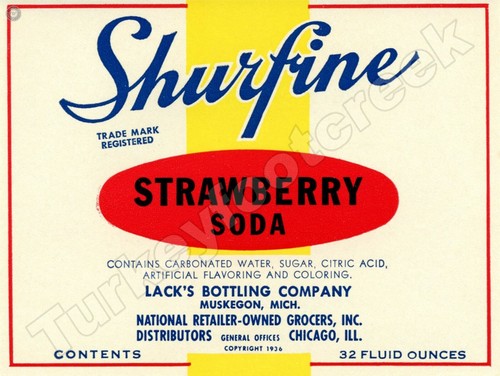 Shurfine Strawberry Soda Label 9" x 12" Metal Sign | eBay