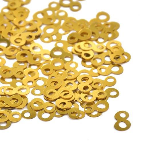 Number 8 Confetti, Gold Glitter, 8th Birthday, Table Sprinkle ...