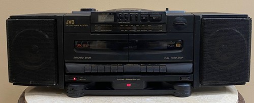 Vintage 1990 JVC PC-X100 Dual Cassette AM/FM Stereo Boombox Black | 35W ...
