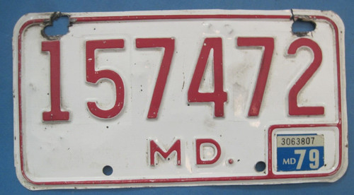 1979 Maryland Motorcycle license plate | eBay