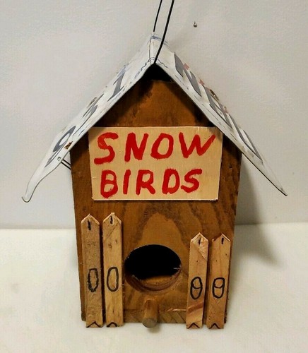 Unique Snow Birds House Bird House With Drift Wood Roof Hand Made ...