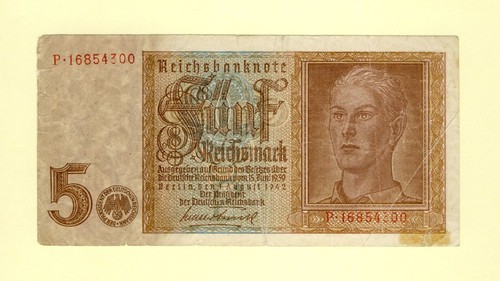 GERMANY 5 FUNF REICHSMARK 1942 P-186a F++ GERMAN GOLD DISCOUNT BANK | eBay