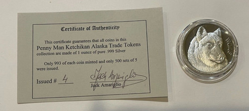 2001 $10 ALASKAN WOLF 1 oz .999 Silver - The Penny Man Ketchikan Alaska ...