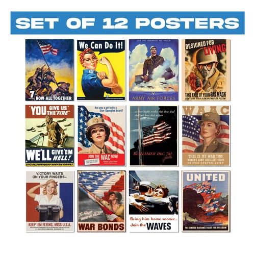 World War II Memorabilia Posters Set of 12 - Historical Military Art ...