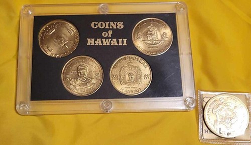 Four (4) Coins of Hawaii Token Dollar Set in Original Display Frame ...