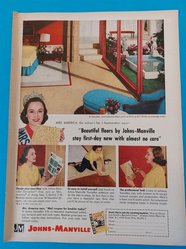 Johns-Manville Flooring - Terraflex Vinyl Asbestos Floor Tiles - 1959 ...