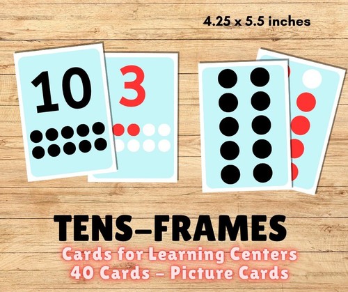 TENS-FRAMES - Cards For Learning Center Preschool 40 Cards Teaching ...