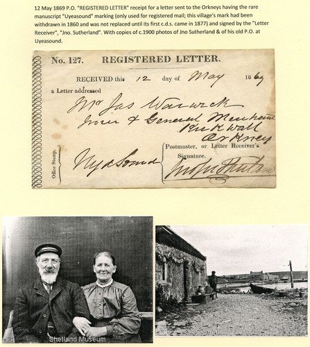 1869 Registered Letter receipt form from Uyeasound, Shetland Islands ...