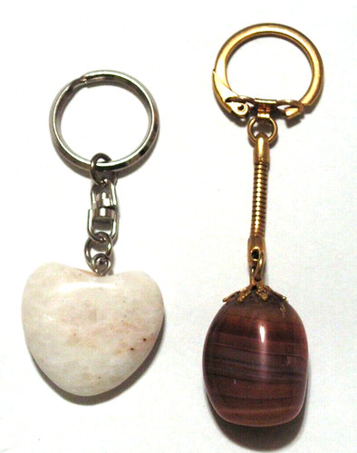 Lot of 2 Keychains Stone Fob Agate & Marble Key Rings | eBay