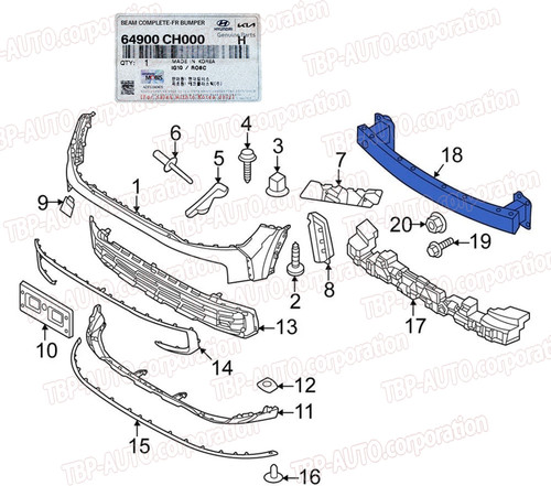 GENUINE ® Front Bumper Impact Bar For 2023-2024 Kia Sportage 64900CH000 ...