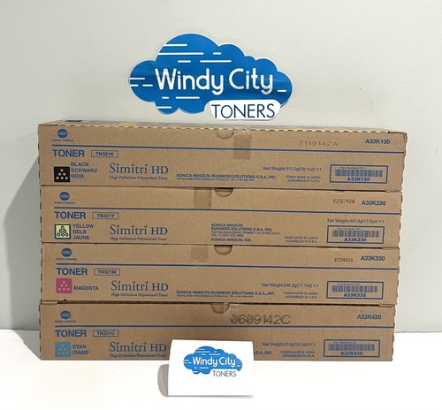 Konica Minolta TN321 Toner Cartridges Set Black Yellow Magenta Cyan ...
