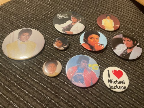 MICHAEL JACKSON Lot 9 Vintage Buttons Rare Hard To Find Thriller Fan ...