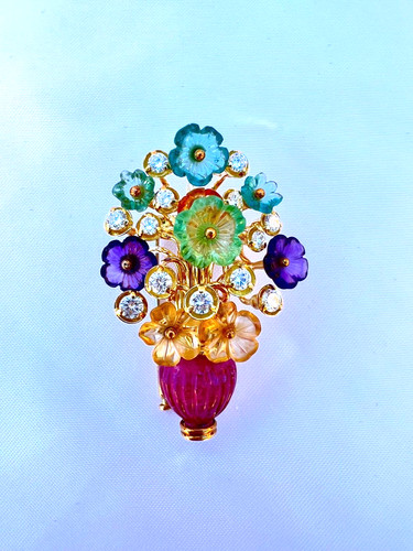 MAGNIFICENT SWISS MADE 18K GOLD DIAMOND AMETHYST CITRINE TOURMALINE ...