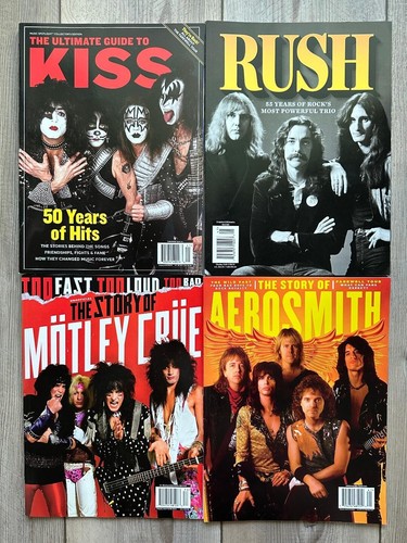 (4) CLASSIC ROCK HARD ROCK Music Magazines RUSH Motley Crue KISS ...