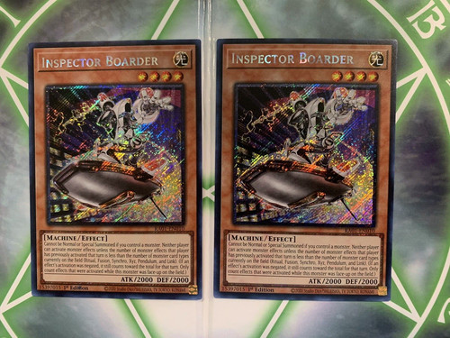 Yugioh! 2x Inspector Boarder RA01-EN010 Platinum Secret Rare 1st Ed NM ...