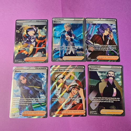 Pokemon Lot of 6 Trainer Cards Poppy Blanche Lucian Geeta Kamado Team ...