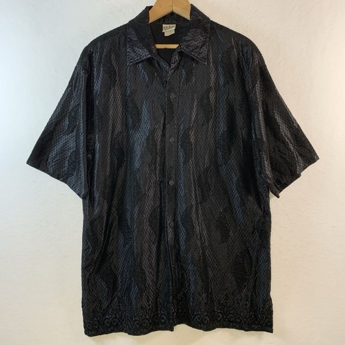 Vintage Anchor Blue Mens Burnout Mesh Button Shirt Large Rave Club Y2K ...