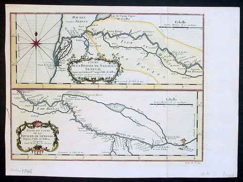 1746 Bellin Antique Map The Course of Sangha River, Cameroon & The ...