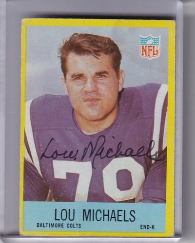 1967 PHILADELPHIA GUM #22 LOU MICHAELS AUTOGRAPH BALTIMORE COLTS ...