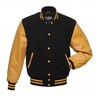 Stewart & Strauss Black Wool & White Leather Varsity Letterman Baseball ...