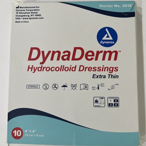 Dynarex DynaDerm Hydrocolloid Dressing Sterile Extra Thin, Box of 10 4 ...