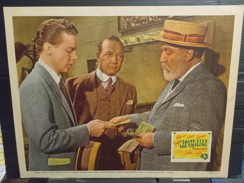 Lobby Card 1944 IRISH EYES ARE SMILING Monty Woolley hands cash to Dick ...