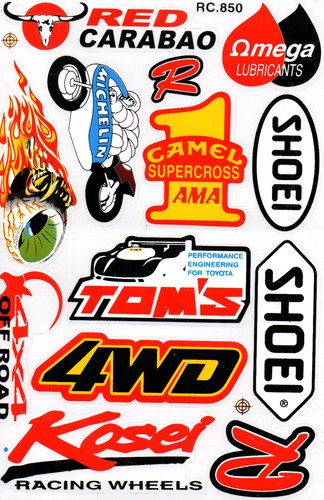 Sponsor Logo Sticker Sheet Motocross Car, Motorcycle, Skateboard & RC ...
