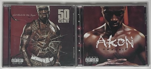 Lot 2 Hip Hop Rap CDs Akon Trouble & 50 Cent Get Rich or Die Tryin ...