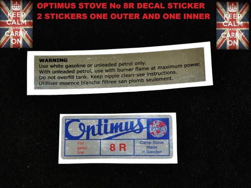 OPTIMUS STOVE 8R REPLACEMENT DECAL STICKERS GASOLINE STOVE PETROL ...