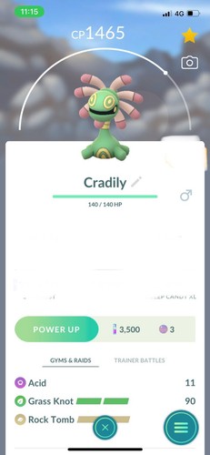 Cradily Pokemon Trade Go L23, Pokémon Go,2 Charge, Pvp Great 1500 | eBay