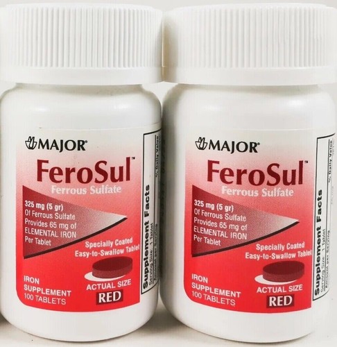 Major Ferrous Sulfate 325mg (Compare to FeroSul) 100tablets (Pack of 2 ...