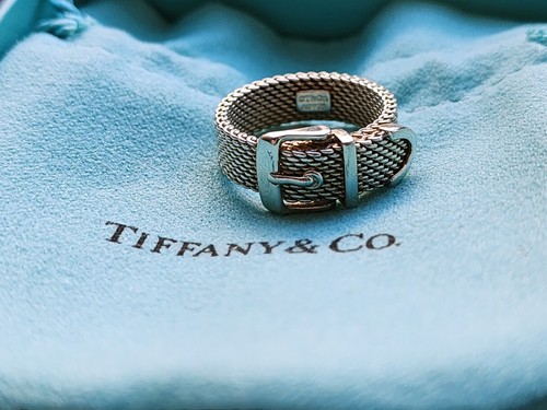 TIFFANY & CO STERLING SILVER SOMERSET MESH BUCKLE RING 6 | eBay