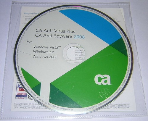 CA Anti-Virus Plus Anti-Spyware 2008 Install Software Windows PC CD-ROM ...
