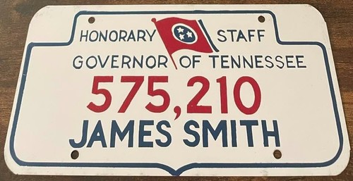 Honorary Staff Governor of Tennessee Booster License Plate 575,210 ...