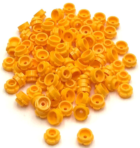 Lego 100 New Bright Light Orange Plates Round 1 x 1 with Flower Edge 5 ...