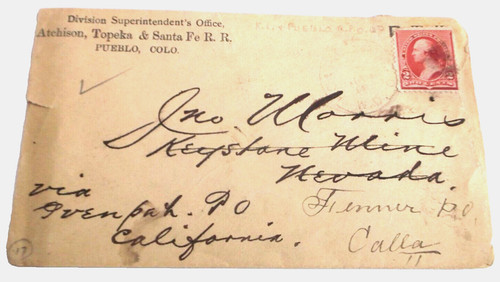 1890 ATSF SANTA FE KANSAS CITY & PUEBLO RPO HANDLED COMPANY ENVELOPE | eBay