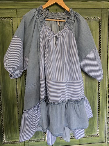 Womans Size Small Free People Blue Chambray Denim Mini Dress | eBay